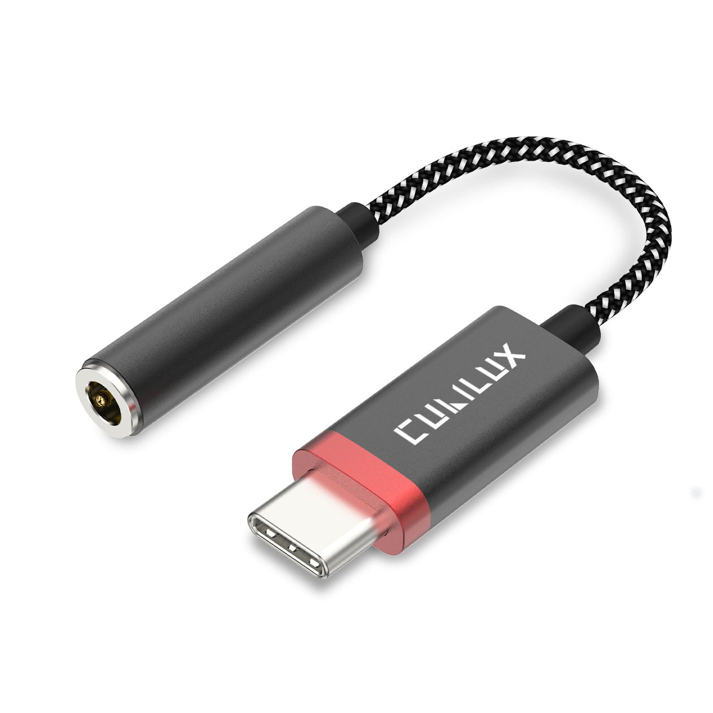 USB C Headphone Adapter with Hi-Res DAC-Black&Red – Cubilux