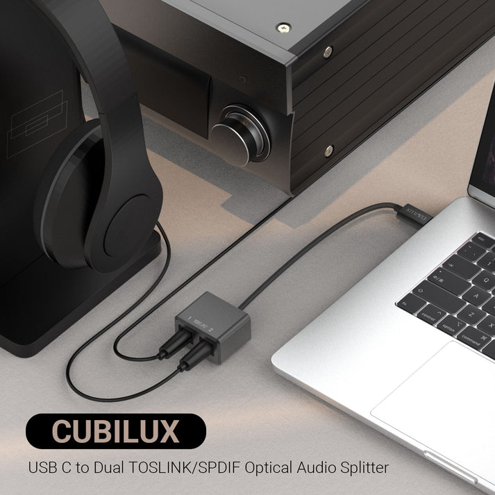 USB C to 2-Way SPDIF Optical Audio Splitter – Cubilux