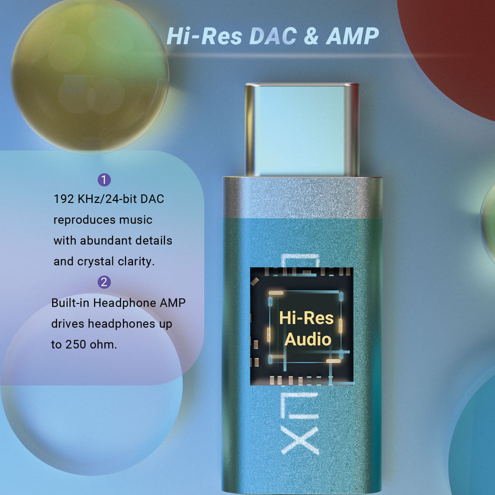 USB C Headphone Adapter with Hi-Res DAC-Blue&Silver – Cubilux