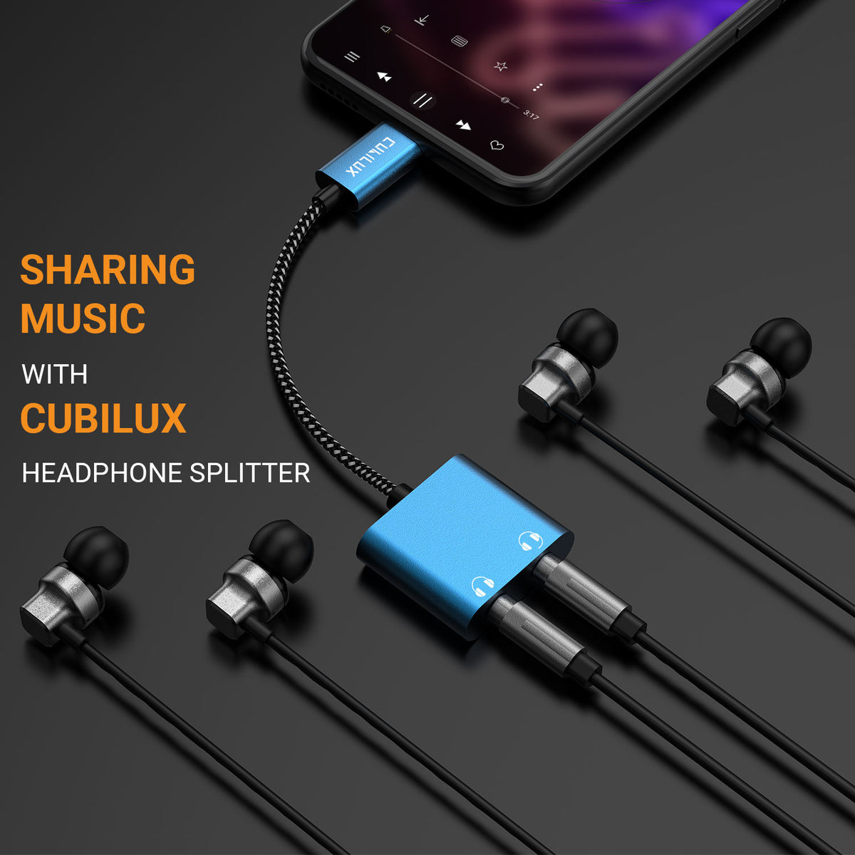 USB C to 3.5mm Splitter-Blue – Cubilux