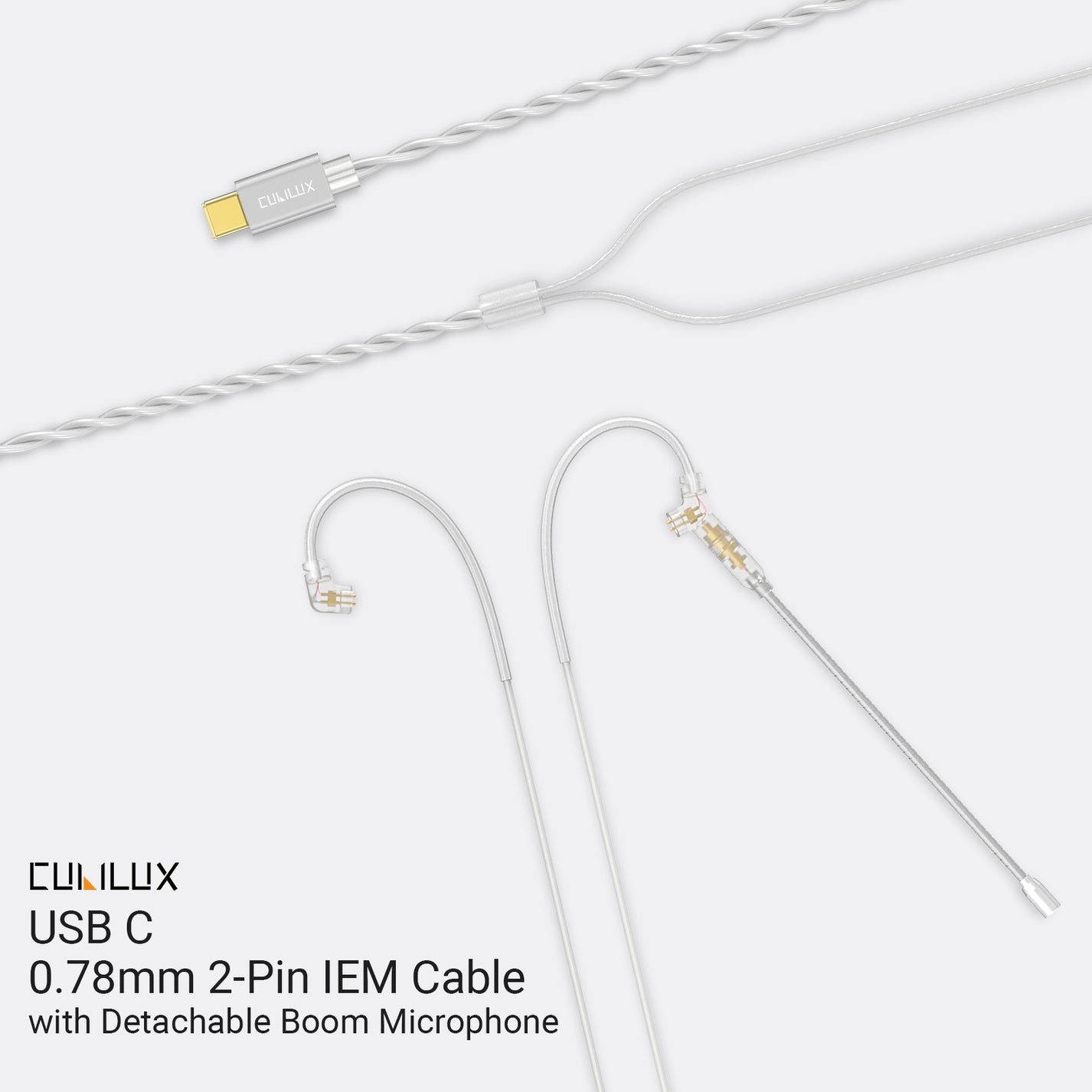 USB Type C 2-Pin 0.78mm IEM Cable with Microphone – Cubilux