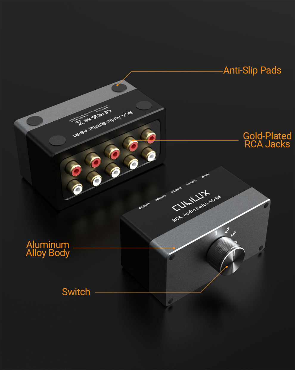 AS-R4 4-Way Bidirectional RCA Switch – Cubilux