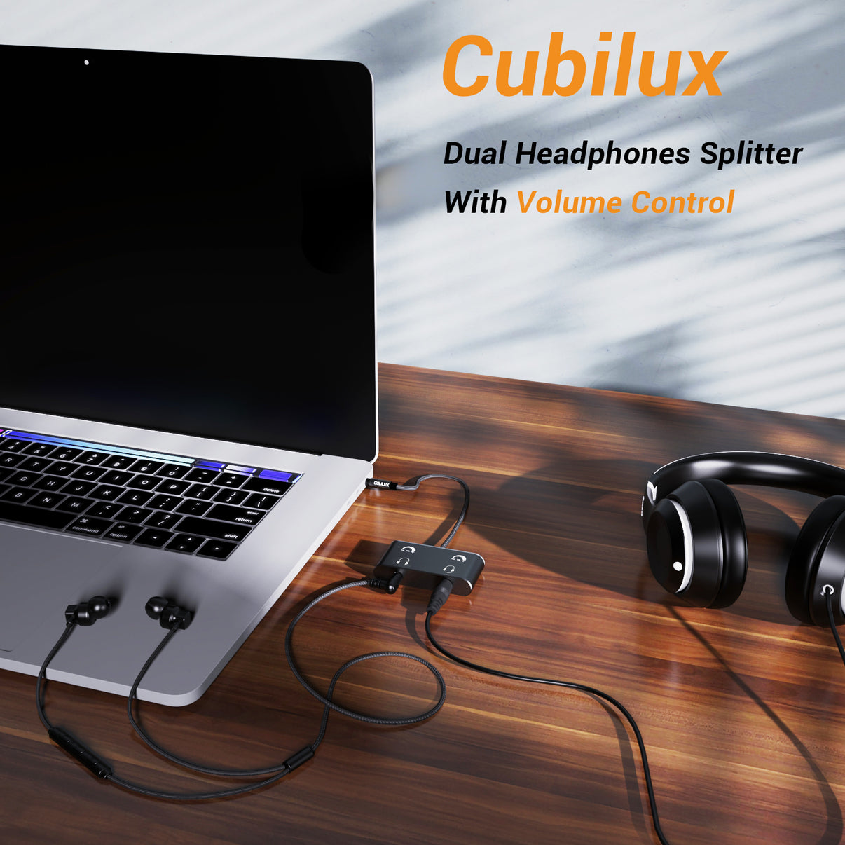 3.5mm Dual Headphone Splitter with Volume Control – Cubilux