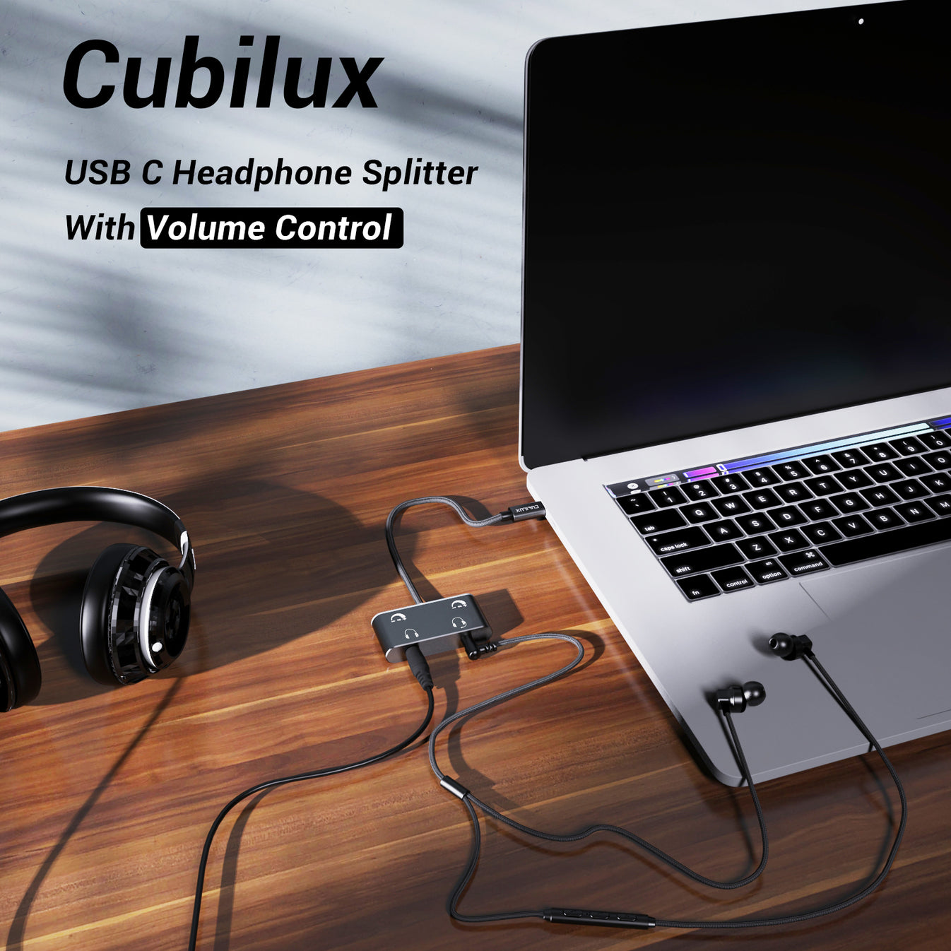 USB C Dual Headphone Splitter with Volume Control – Cubilux