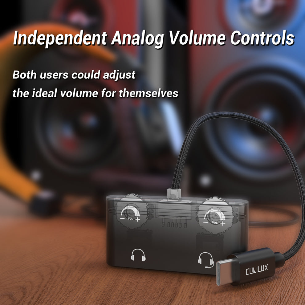 USB C Dual Headphone Splitter with Volume Control – Cubilux