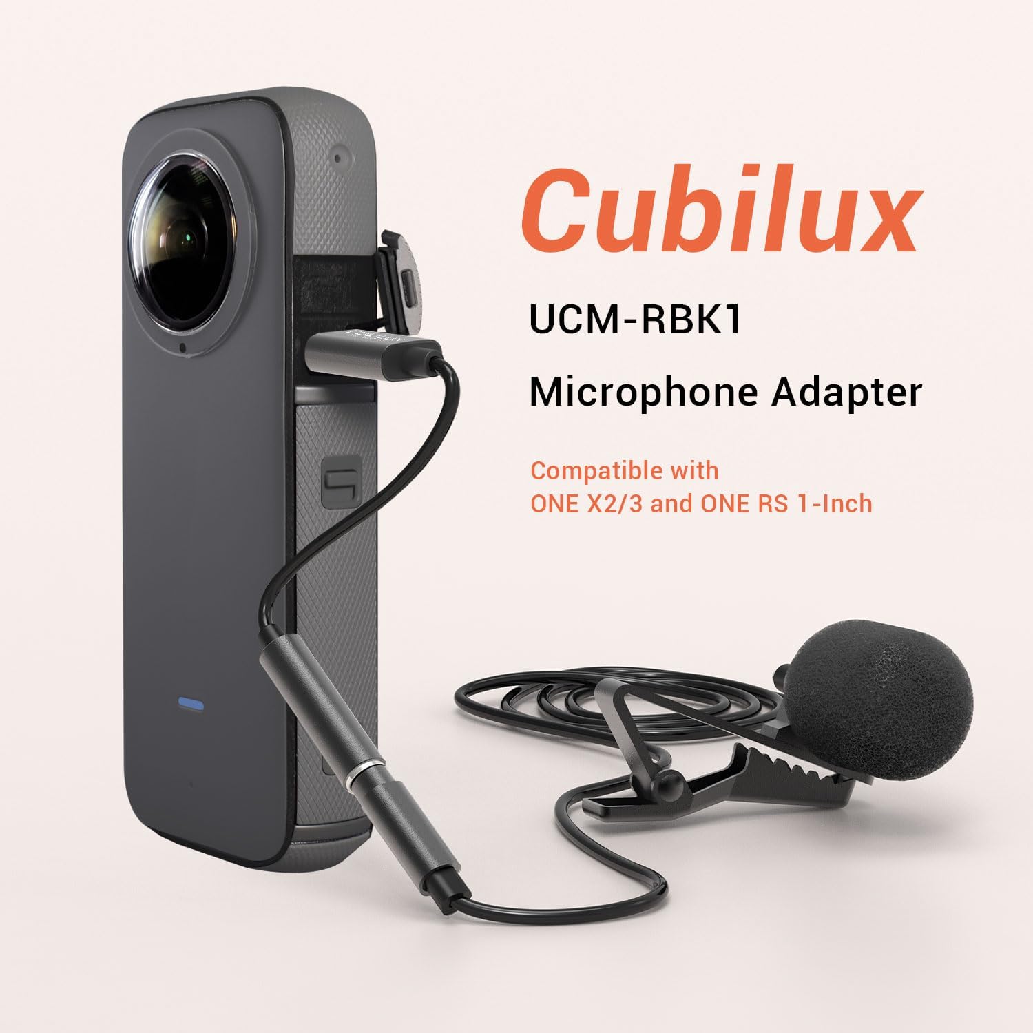 UCM-RBK1 Microphone Adapter for Insta 360 ONE X2/X3 and ONE RS 1-Inch ...