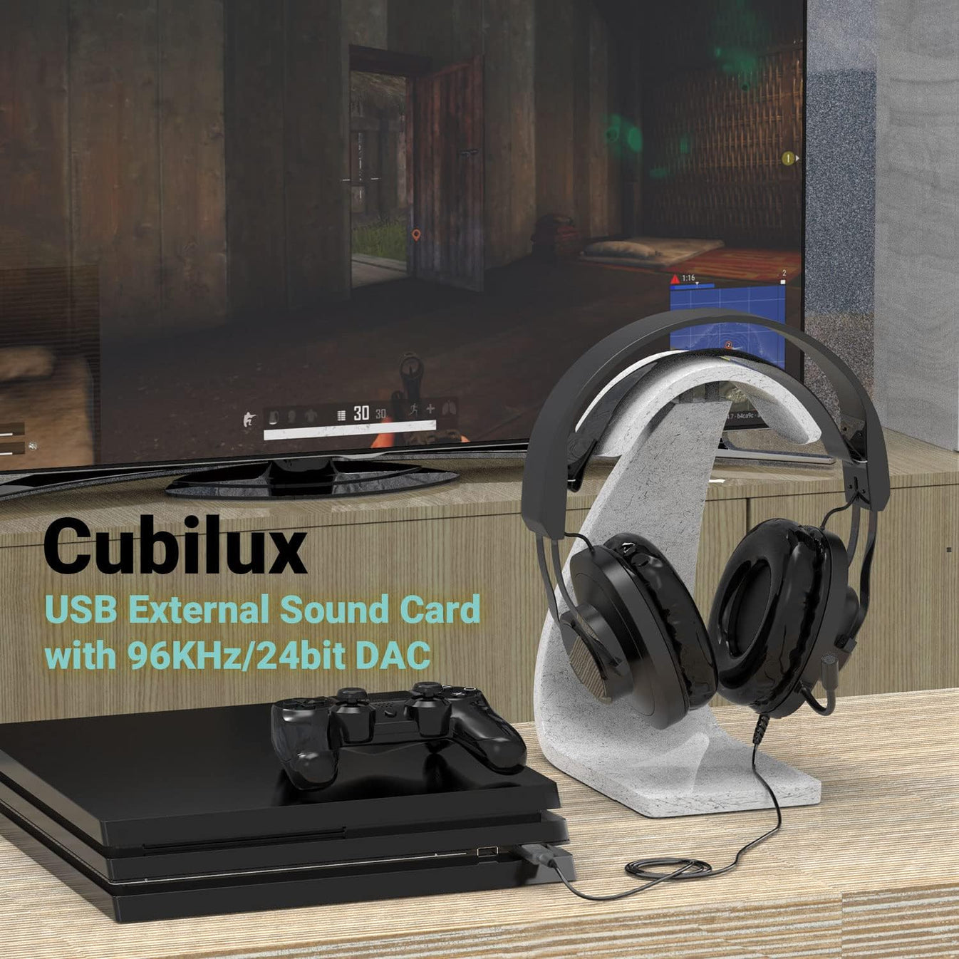 96 KHz/24 bit DAC USB A to 3.5mm External Sound Card-Gray – Cubilux