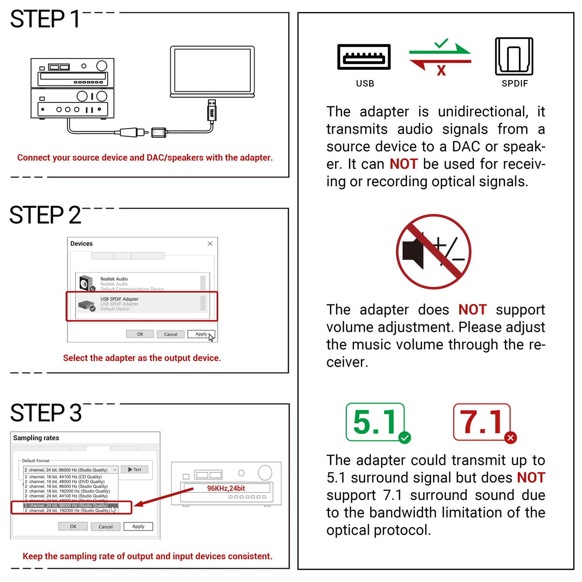 USB A to SPDIF Optical Audio Converter-Black – Cubilux