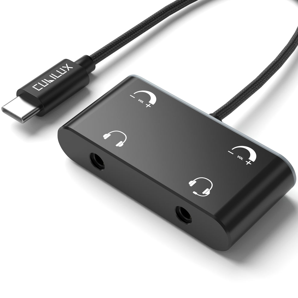 USB C Dual Headphone Splitter with Volume Control – Cubilux