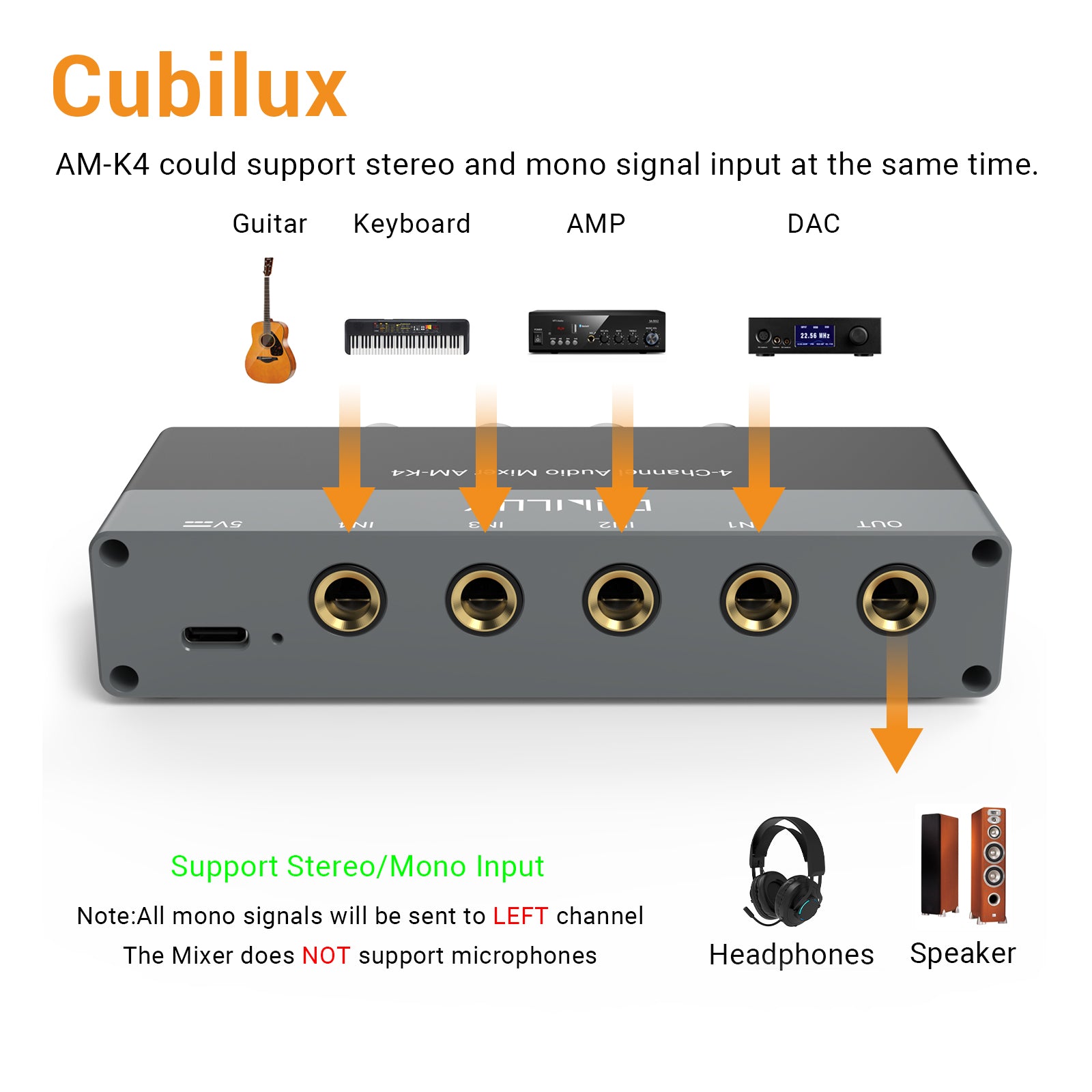 AM-K4 6.35mm Mini Audio Mixer – Cubilux